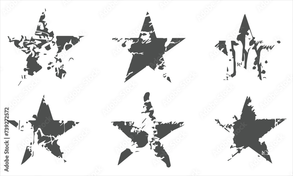 Vector set of stars. Stars with weaving fabric texture. Grunge star ...