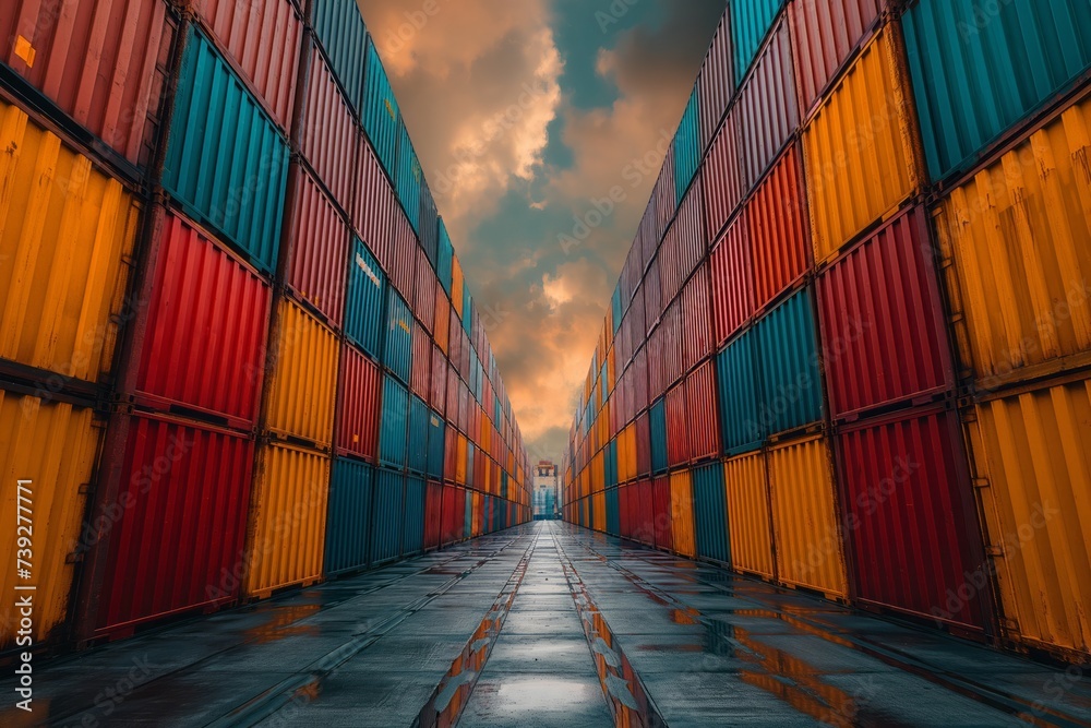 Stack of Containers Cargo Ship Import/Export in Harbor Port, Cargo ...