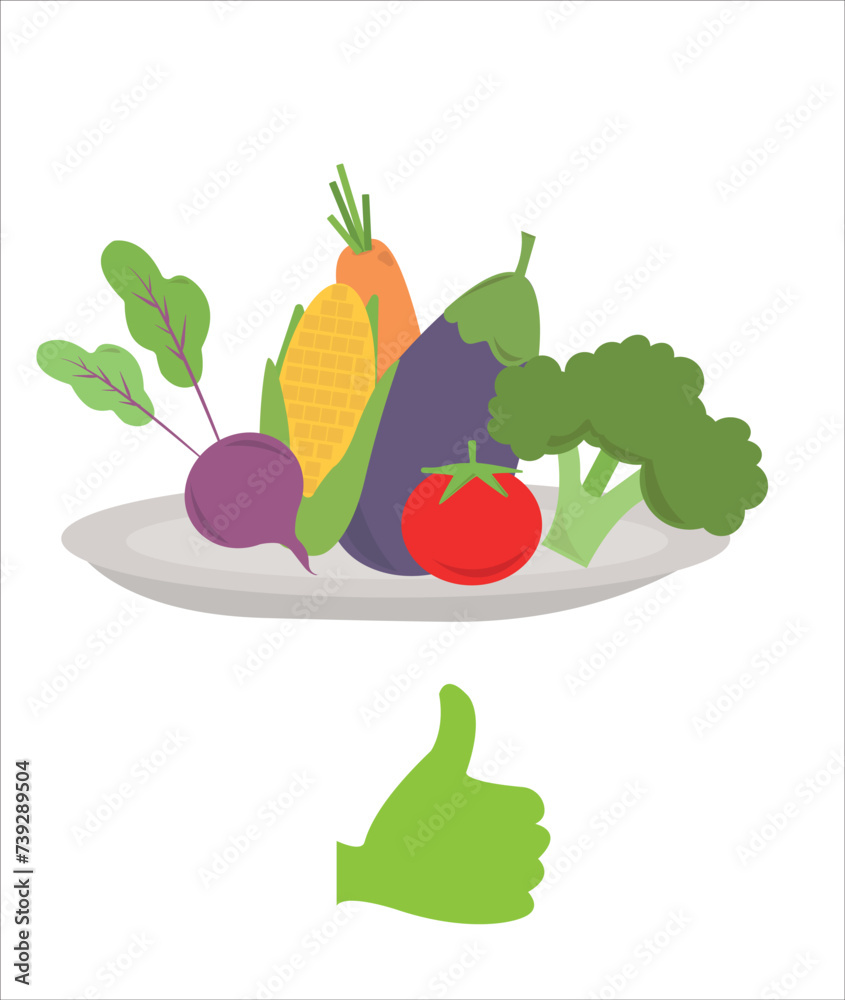 Healthy food vegetables, fruits hand drawing vector illustration Stock ...