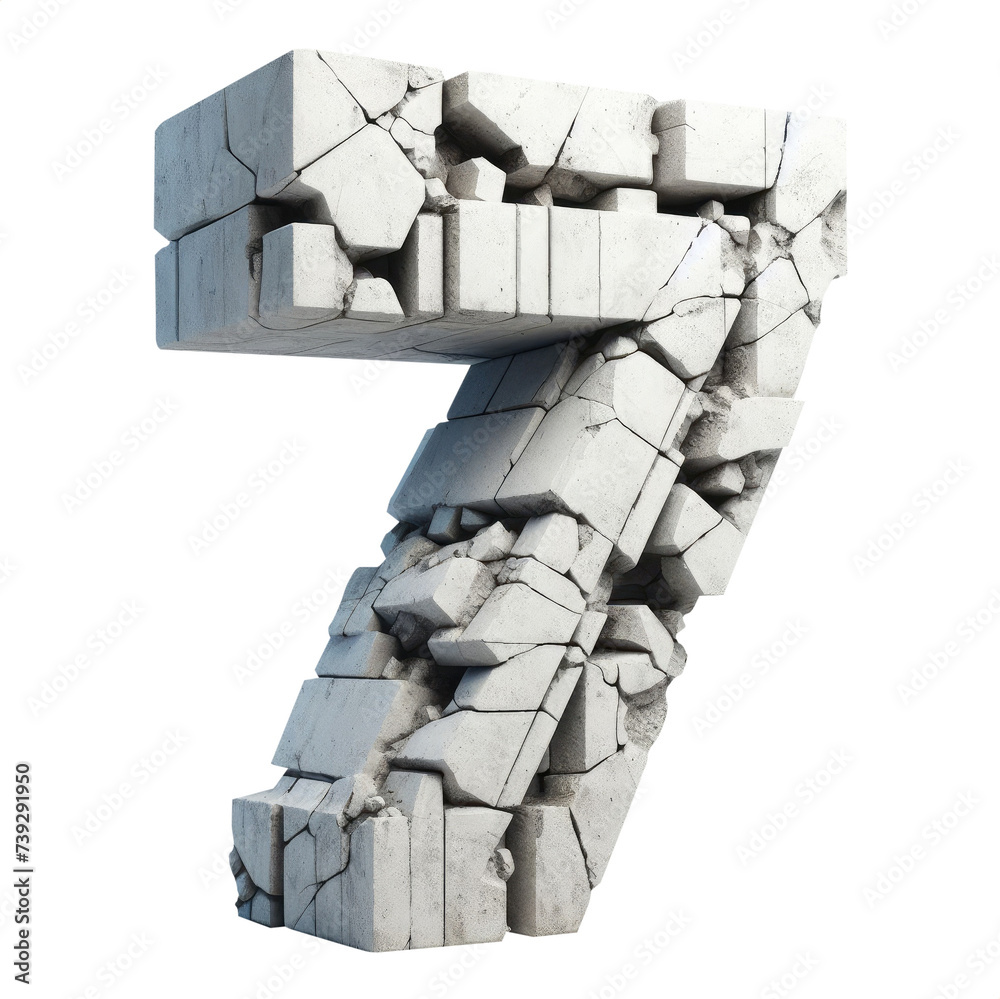 Number 7. Cracked apocalyptic number. 3D concrete old cracked numeral ... Number 7. Cracked apocalyptic number. 3D concrete old cracked numeral ...