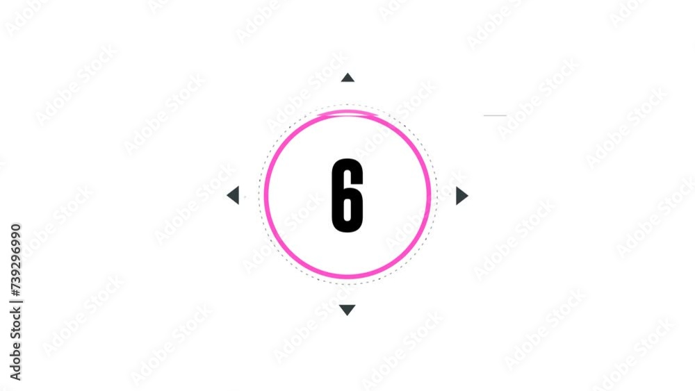 10 seconds number countdown timer. Pink purple countdown start from 10 ...
