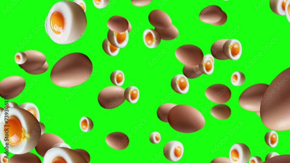 Egg Falling On Green Screen Background.3d Chicken Eggs Falling Animation Over Green Screen ...
