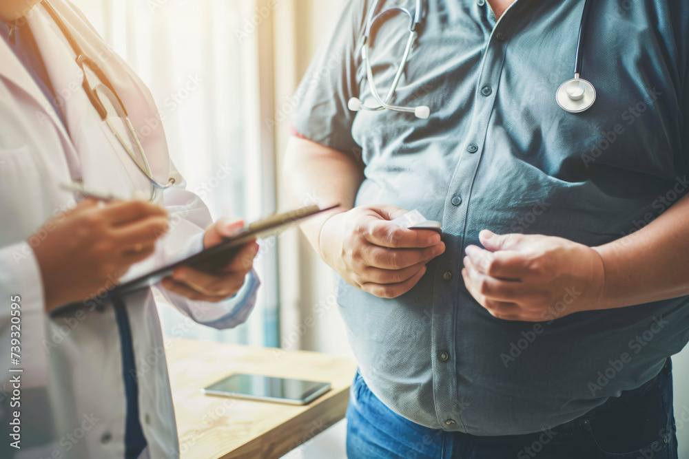 Doctor Consulting Overweight Patient on Health Risks and X-ray Scans ...