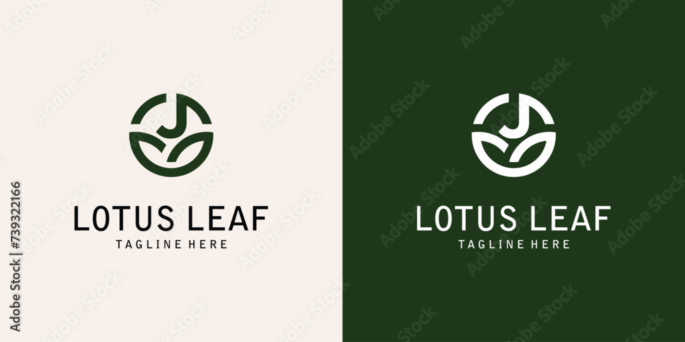 Simple lotus leaf logo design with combination letter from A to Z ...