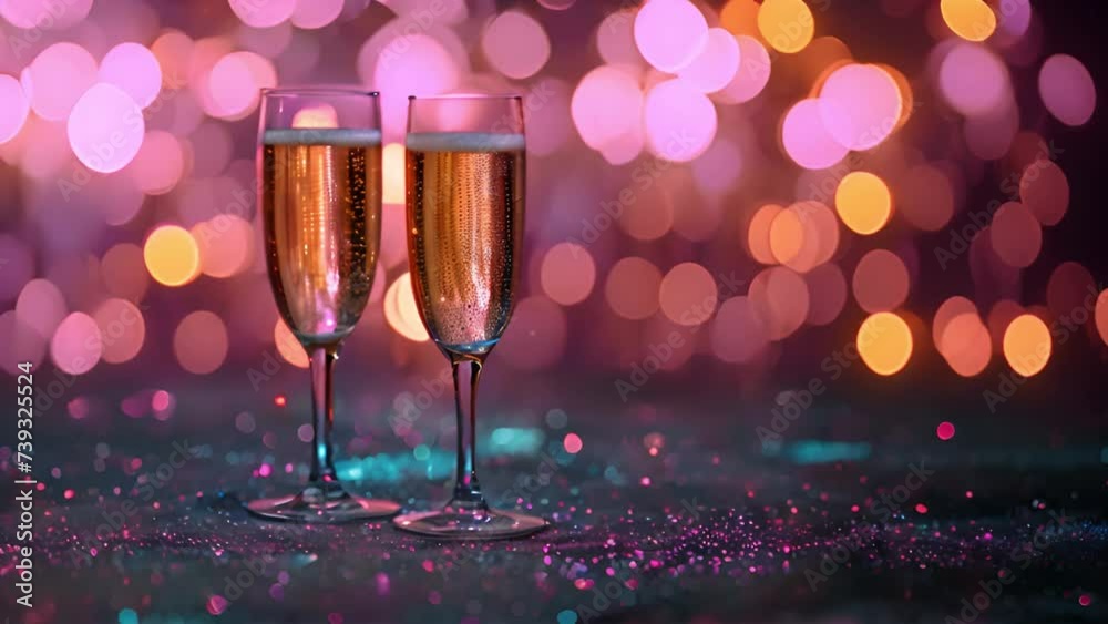 Champagne Toast Celebration, Two champagne glasses with sparkling bokeh ...