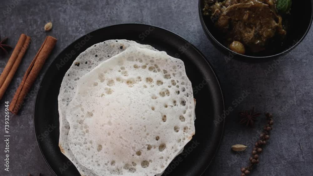 Women cooking making Appam Kerala breakfast food best served with Curry ...