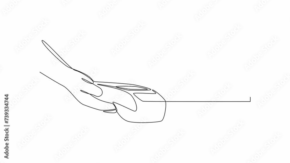 Self drawing animation of one single line draw Customers paying at ...
