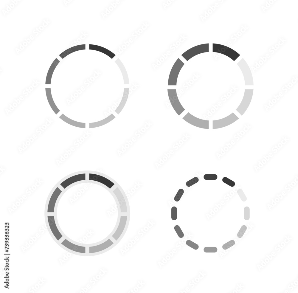Circle Progress Loading Icons, Isolated Circular Vector Symbols For Web Interface, Downloading ...