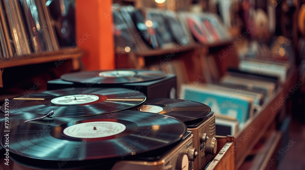 Vintage Record Store, a vintage record store with vinyl records. Stock ...