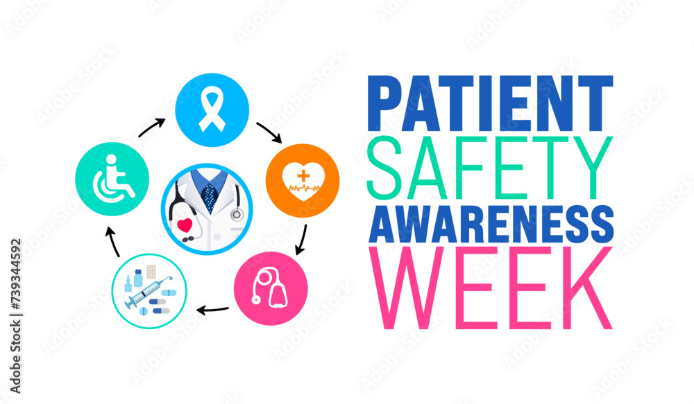 March is Patient Safety Awareness Week background template. Holiday ...
