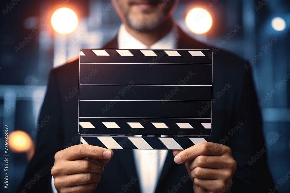 Digital image generative ai collage of clapper board using for take film scene Stock Photo ...