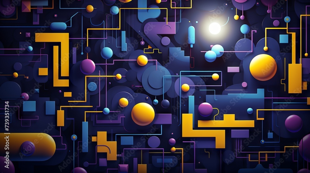 An abstract image with a dynamic combination of geometric shapes and ...