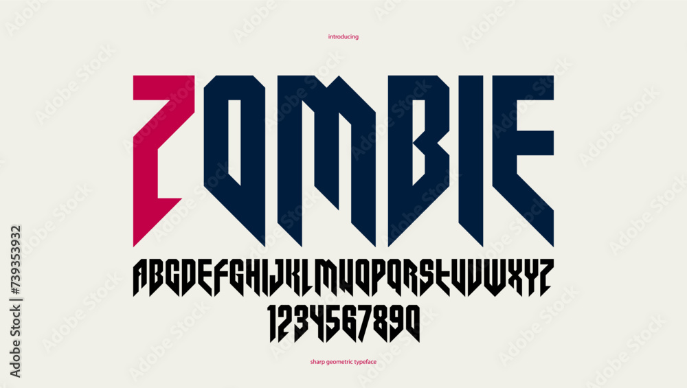 Sharp and bold vector display font for logo, gothic or heavy metal ...