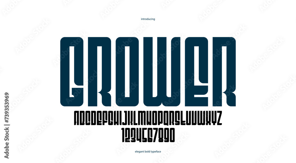 Geometric bold sans serif typeface, vector thick and massive simple ...