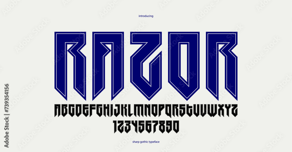 Sharp and bold vector display font for logo, gothic or heavy metal ...