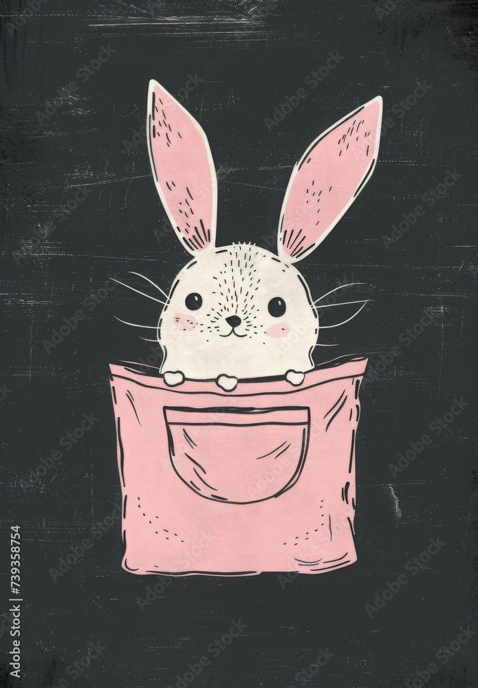 Adorable animated GIF of a kawaii-style rabbit in a pocket, featuring ...