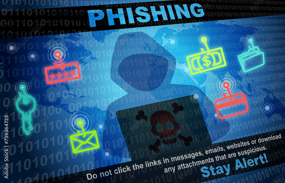 Phishing Alert Background. Hacker and Cyber criminals phishing stealing ...