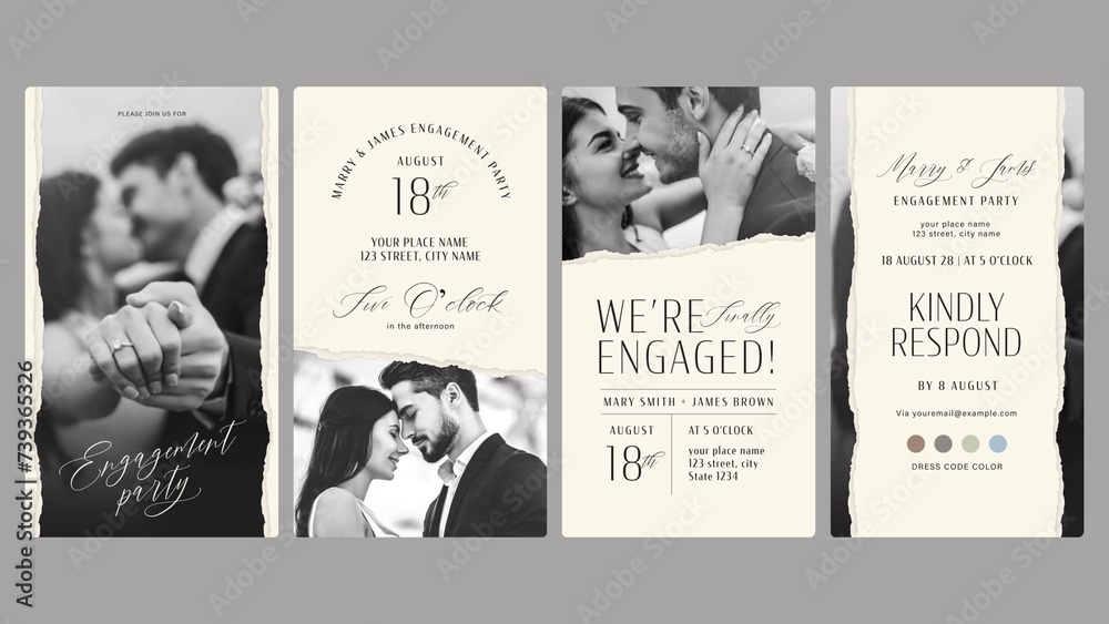 Minimal Wedding Invitation Invite Video Template with Ripped Paper ...