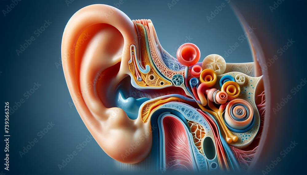 ear and hearing system, 3d visualization for medical and study ...