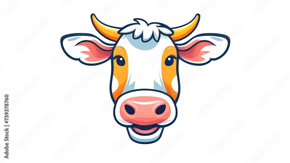 illustration, line cartoon cow. Hand drawn, Isolated. With "Fresh milk ...