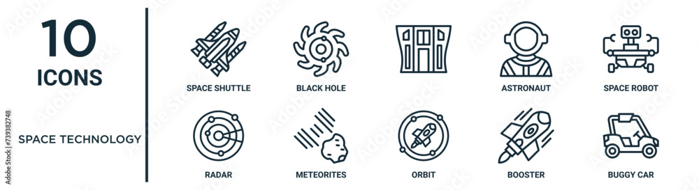 space technology outline icon set such as thin line space shuttle ...