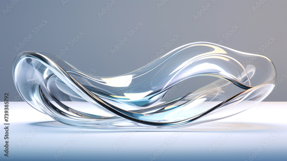minimalist holographic form, smooth form, shapeless, glass, object ...