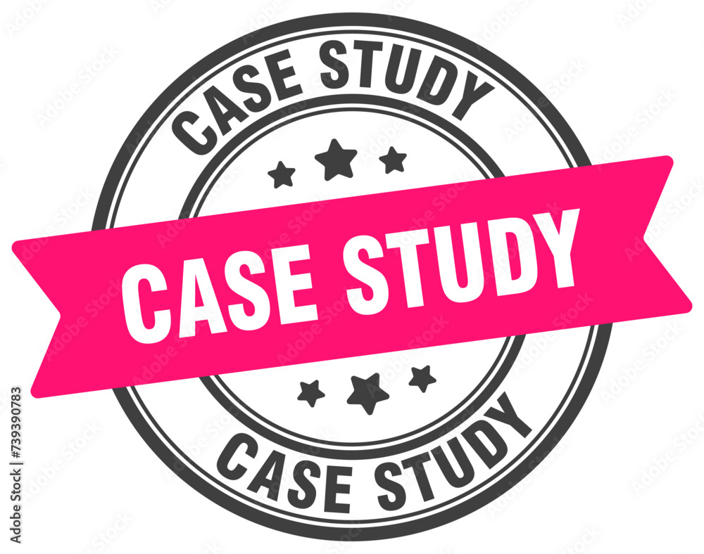 case study stamp. case study label on transparent background. round ...