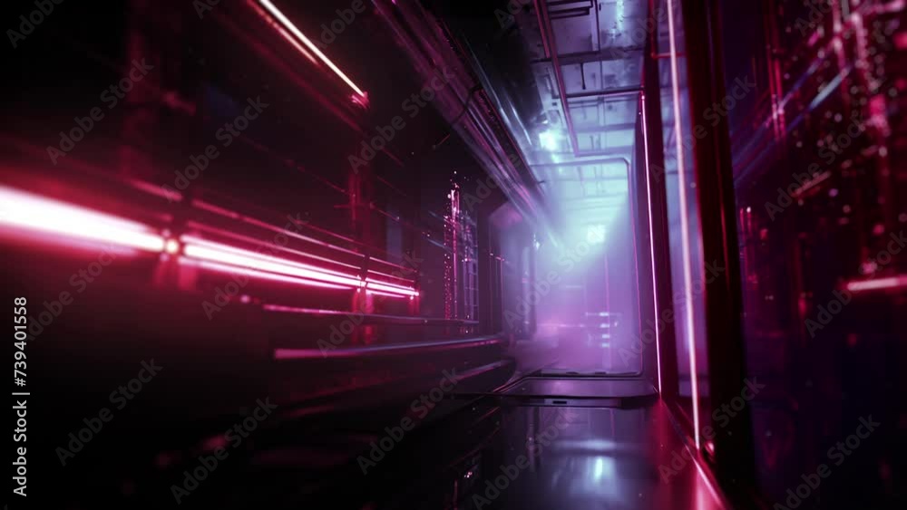 control room corridor and pipe, Seamless loop animation render, fantasy ...