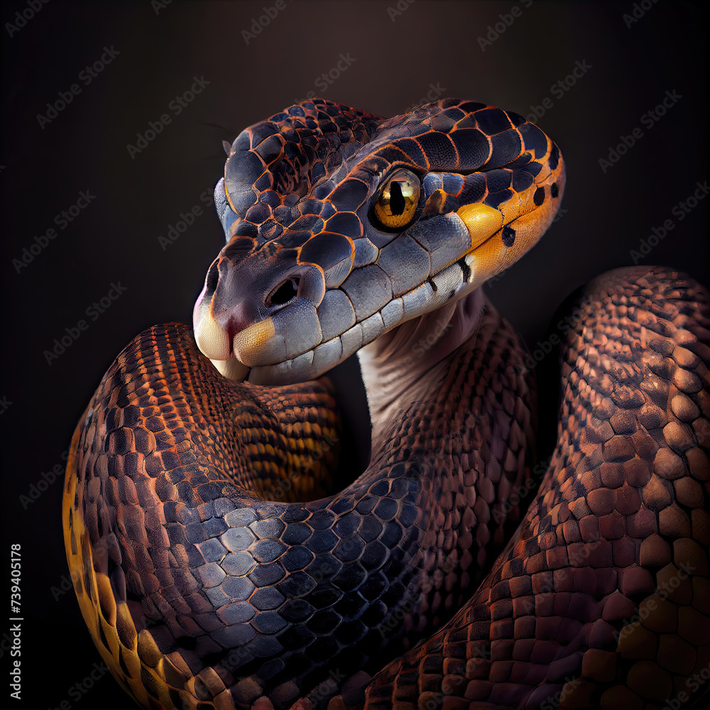 Cascabel Snake Portrait With Vivid Textures in Studio Light Stock Photo ...