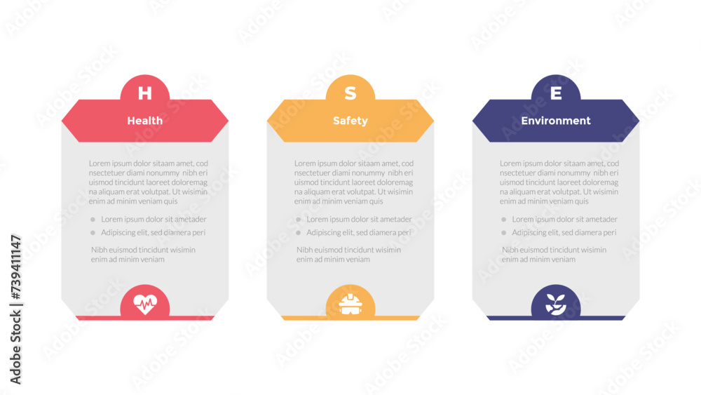 HSE health safety environments infographics template diagram with ...