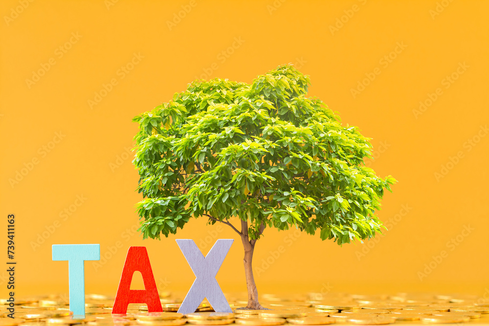 Wooden alphabet tax and tree with growing and targeting of business to ...