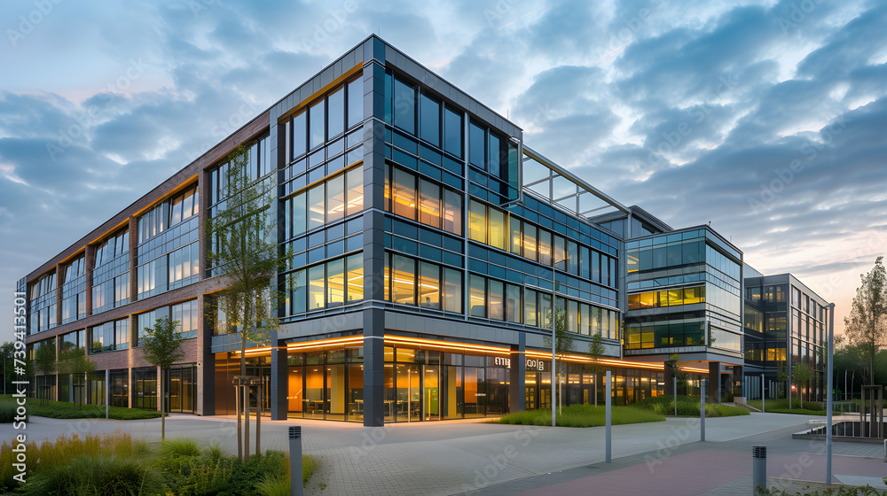 A smart office building equipped with the latest in technology and ...