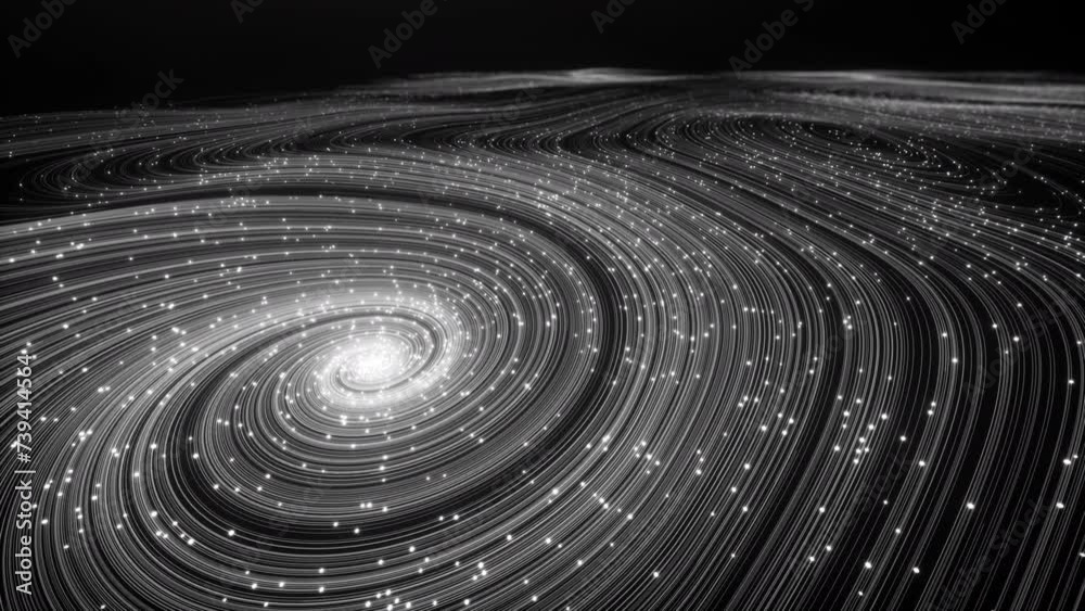 Flat topographic map of the universe, swirly lines create a path for ...