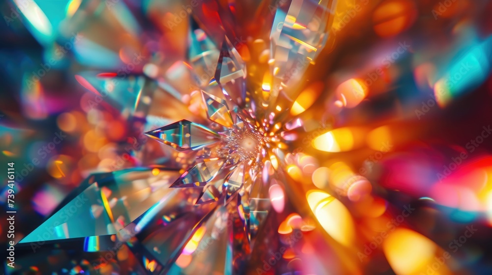 Shimmering crystals in a spectrum of colors under dynamic lighting ...