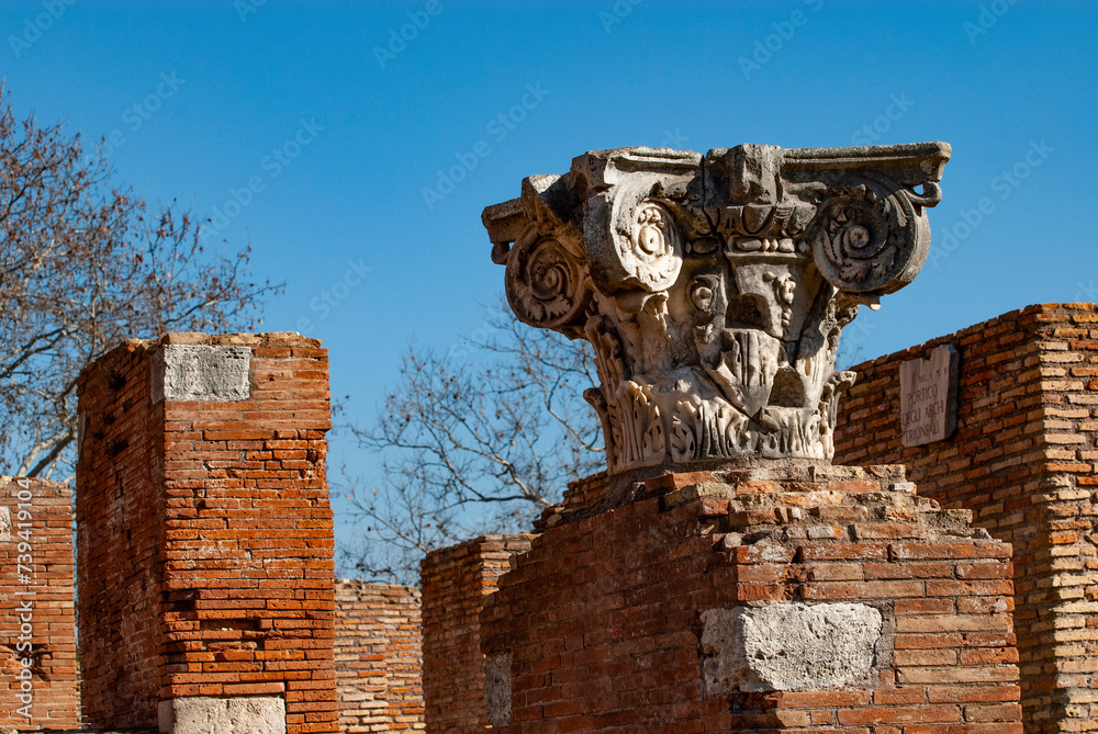 Poster Ancient Roman Street Columns Ostia Antica Ruins Rome Italy ...