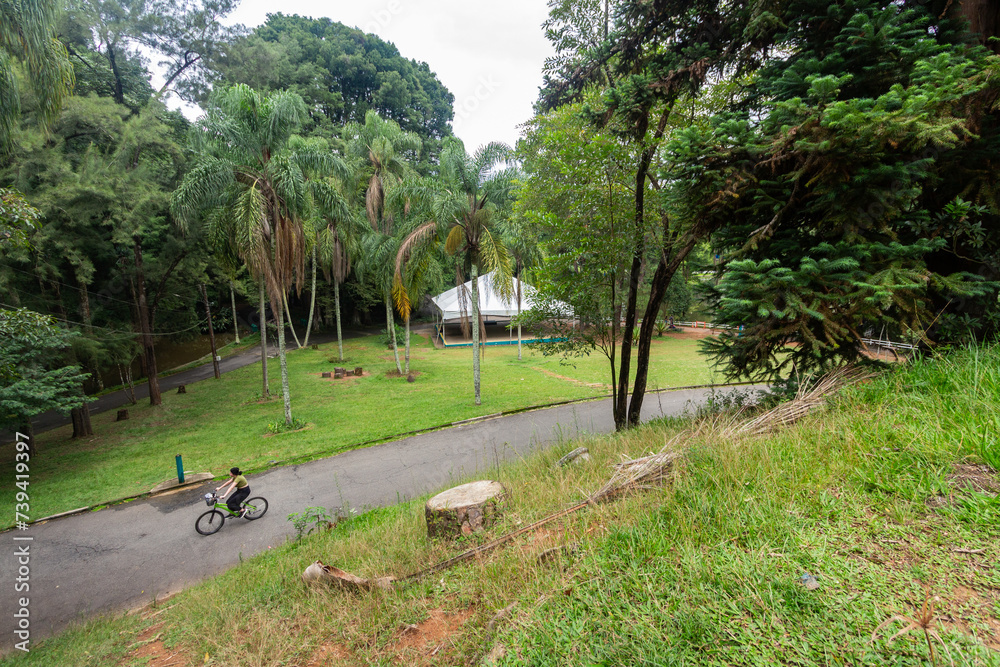 SÃO PAULO, SP, BRAZIL - FEBRUARY 03, 2024: Girl riding a bicycle ...