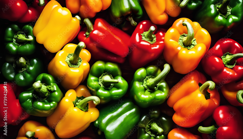 Colorful Bell Pepper Display: Horizontal Photography of Fresh ...