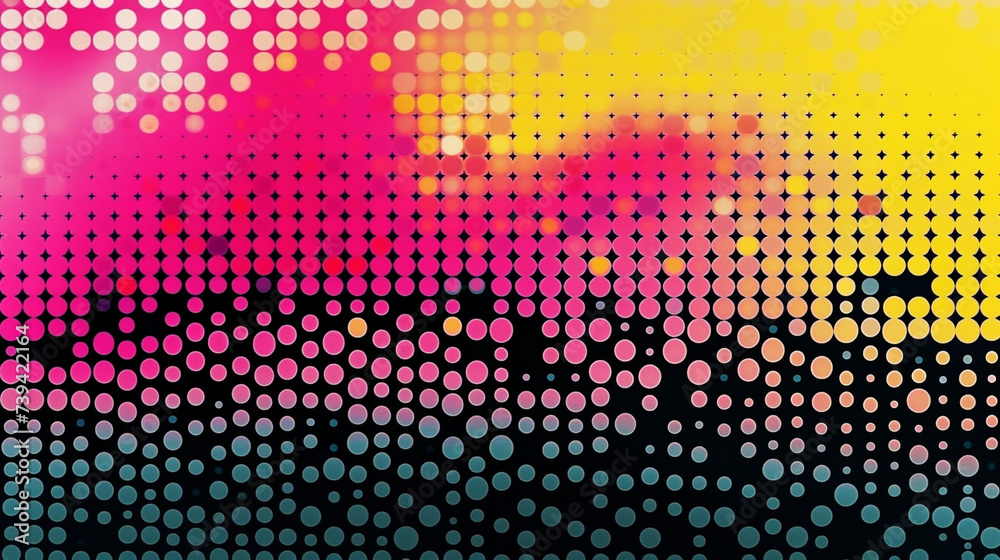 Seamless CMYK color printer ink halftone dots texture overlay. Abstract ...