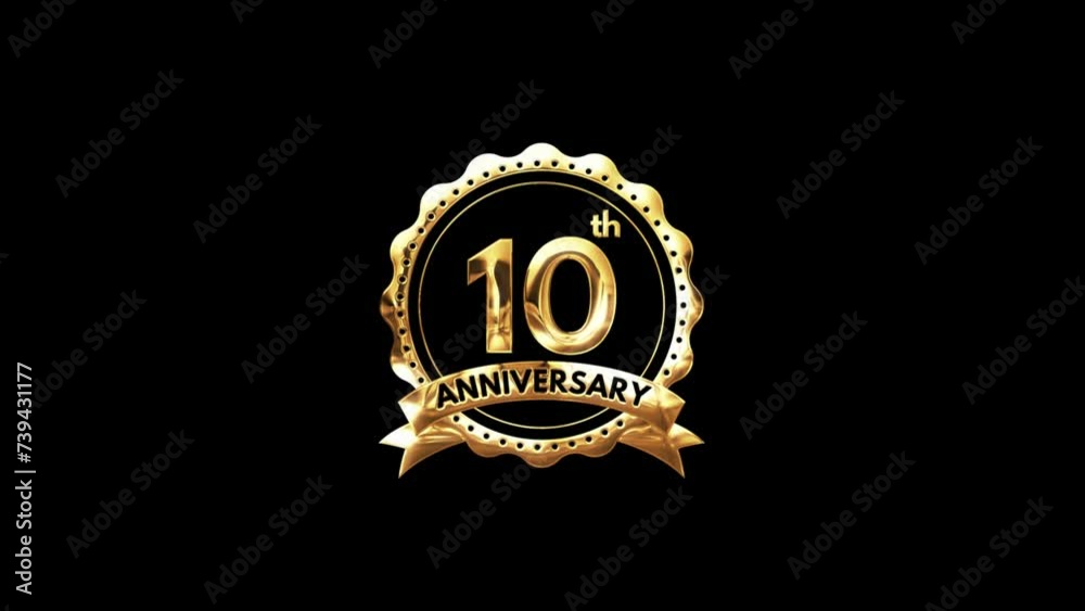 10th Anniversary luxury Gold Animation. Greeting for the 10th ...