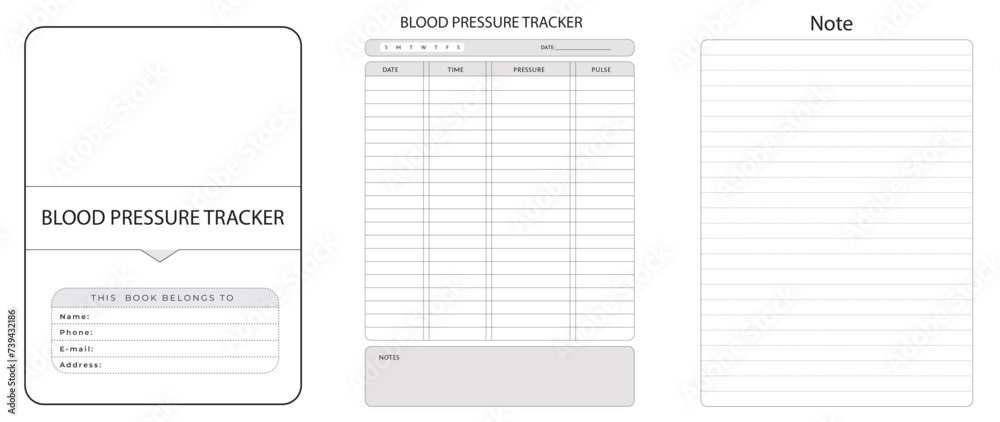 Editable Blood Pressure Tracker planner Kdp Interior printable template ...
