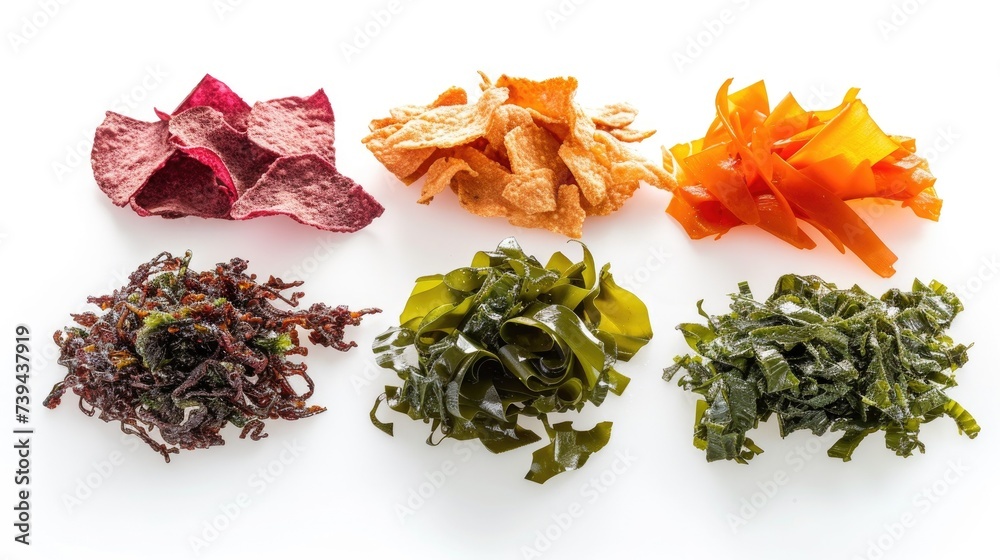 Organic natural seaweed chips. Edible algae superfood. Crispy dried ...