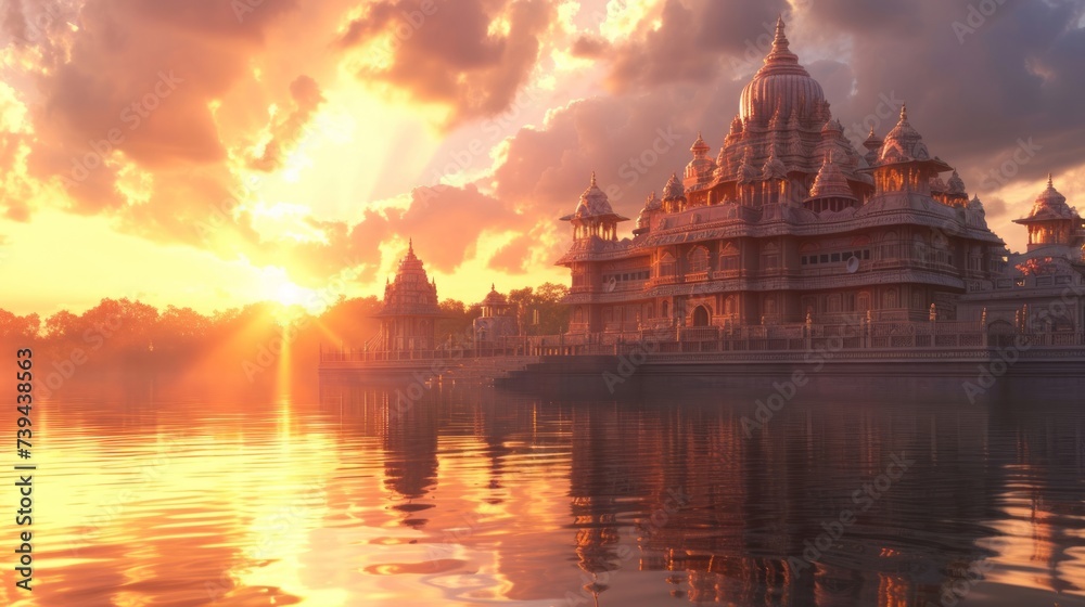 Ancient Hindu temple at sunrise, reflecting the vibrant and enduring ...