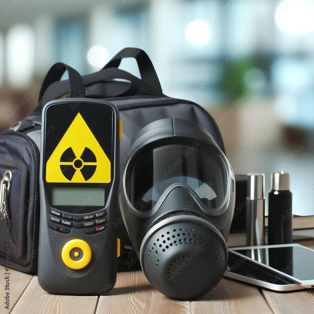 anti-radiation personal protective equipment on a blurred background ...