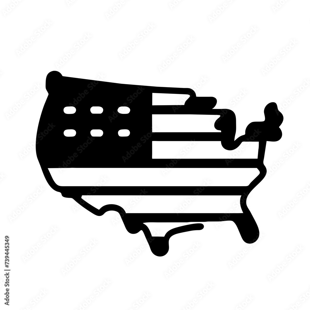 USA Map with States Isolated on White: Vector Illustration of the ...