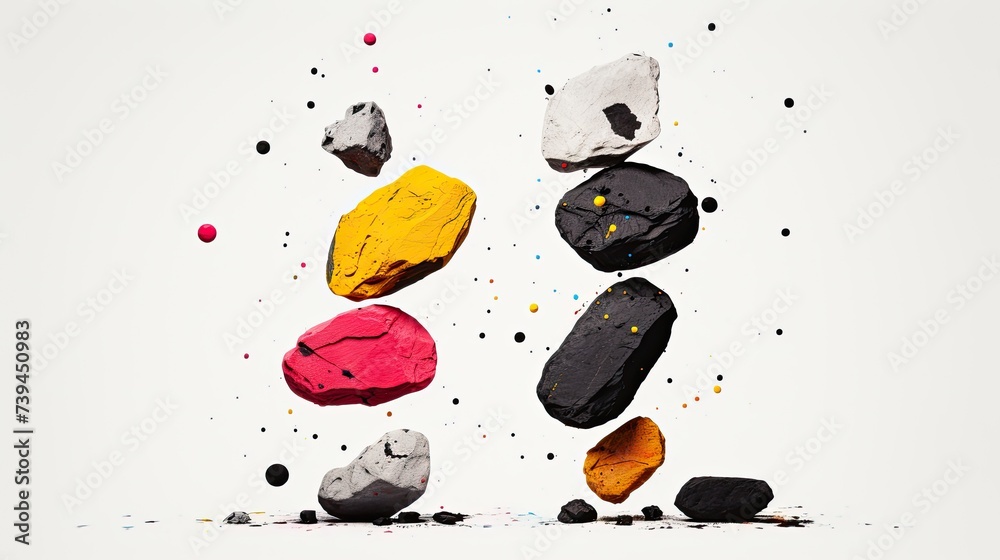 Dynamic Scene Of Colored Minerals Abstract Composition Of Multicolored Cobblestones Stones Of