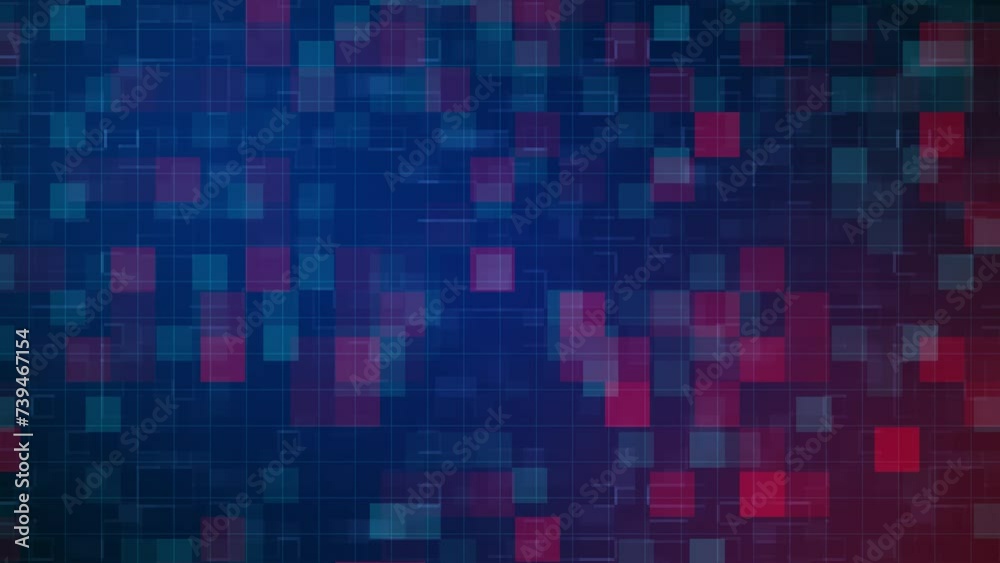 Abstract IT and cybersecurity background animation with squares ...