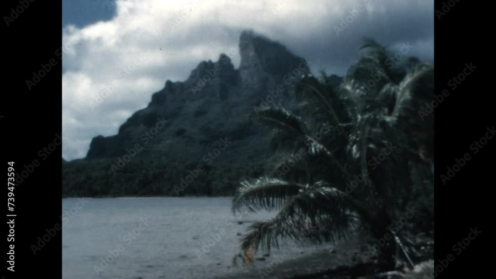 Mount Otemanu on Bora Bora 1971 - Mount Otemanu, an extinct volcano and ...