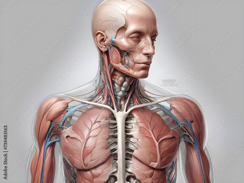 Elaborate Depiction of Human Body. Transparent Skin Perspective Stock ...