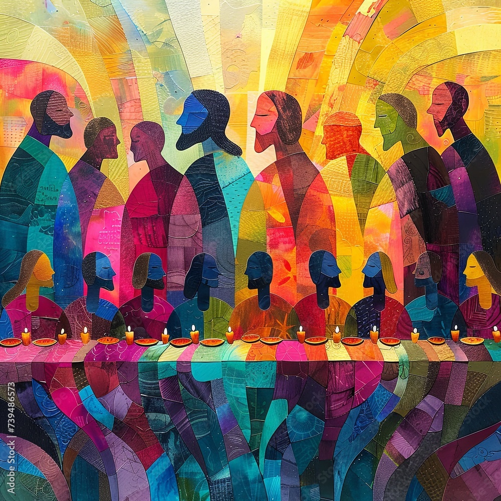 Modern Art Reimagining of The Last Supper for Easter Stock Illustration ...