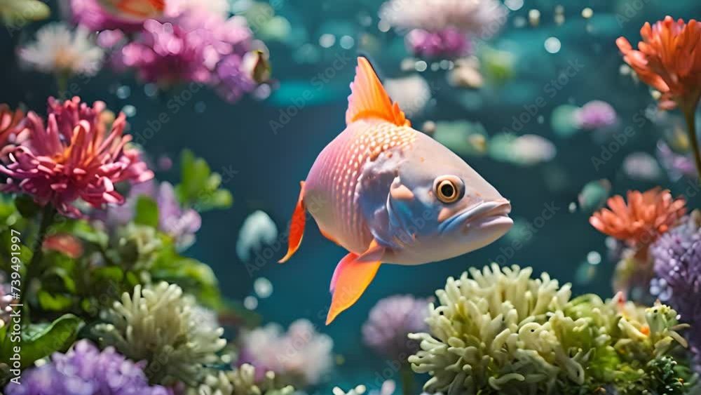 Fish is gracefully navigating through the water, propelling itself ...